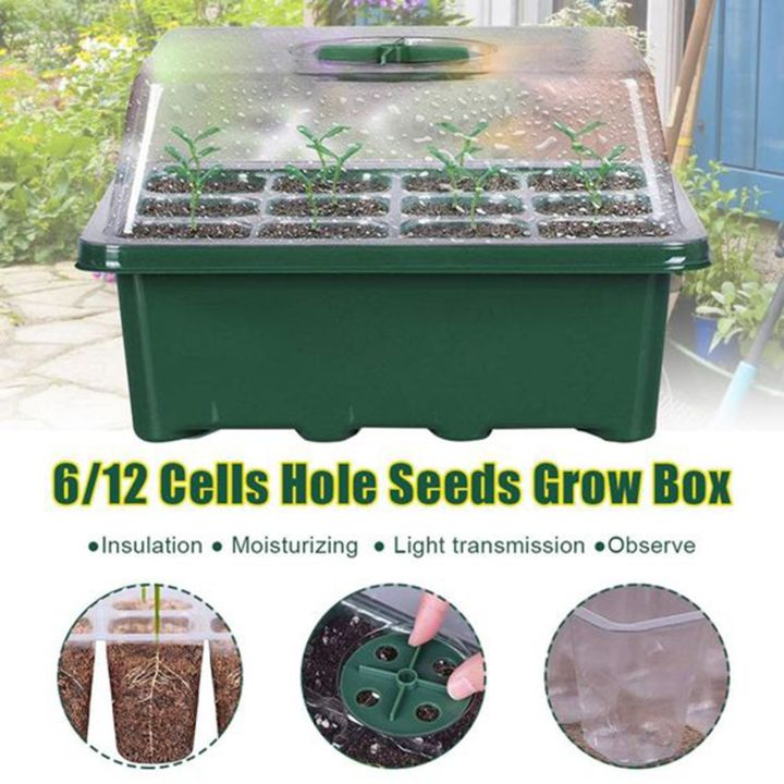 12 Hole Seed Starter Tray Box Nursery Pot Seedling Germination Planter ...