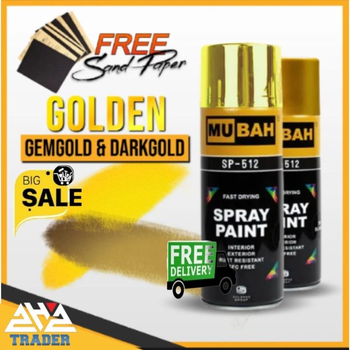GOLDEN Spray Paint Gem Gold & Dark Gold, MUBAH Spray Paint (Imported ...
