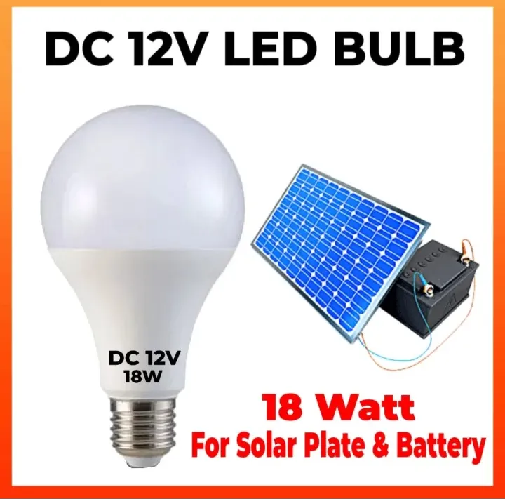 DC 12V LED Bulb 18 Watts Screw Type E27 (Daylight White)- Solar Bulb DC ...