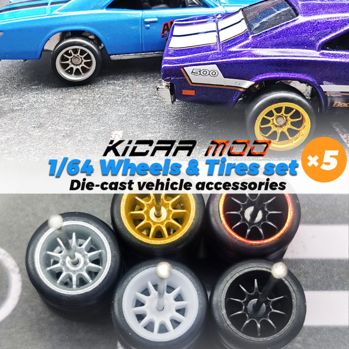 1/64 Wheels with Fixed Rubber Tires Ten Spoke for Toy Model Diecast ...