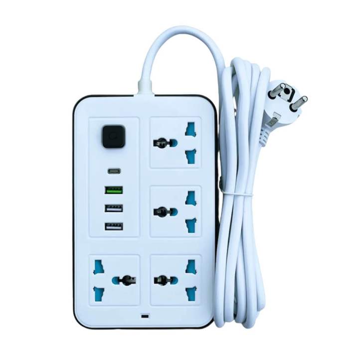 Smart Universal Extension Board 4 Power Socket + 3 USB Plug + 1 Type C ...