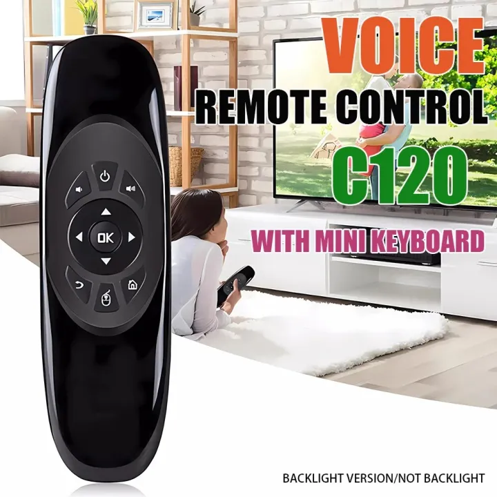 Voice Air Mouse C120 2.4G RF Smart Remote Control 7 Color Backlight ...