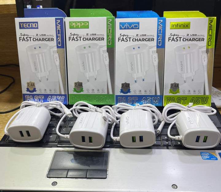 ViVo, Techno OppO, Infinix Fast Charger 45W Original Adapter and Cable ...