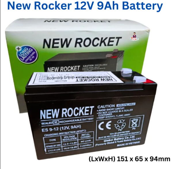 12v 9Ah New Roket Battery for Ups, Dc Fan,Light, Dc Motor Pump/ New ...