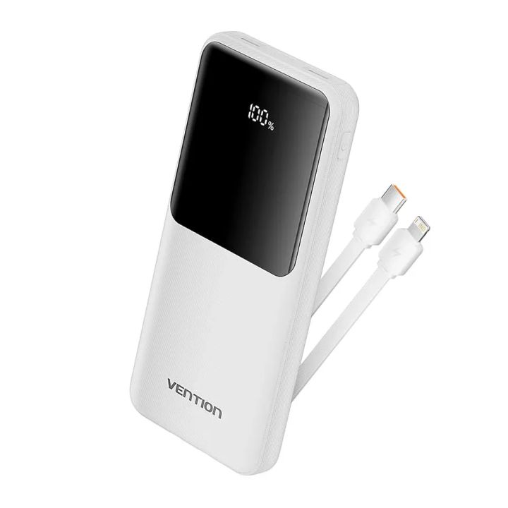 Vention 20000mAh 22.5W Power Bank with Built-in USB-C and Lightning ...