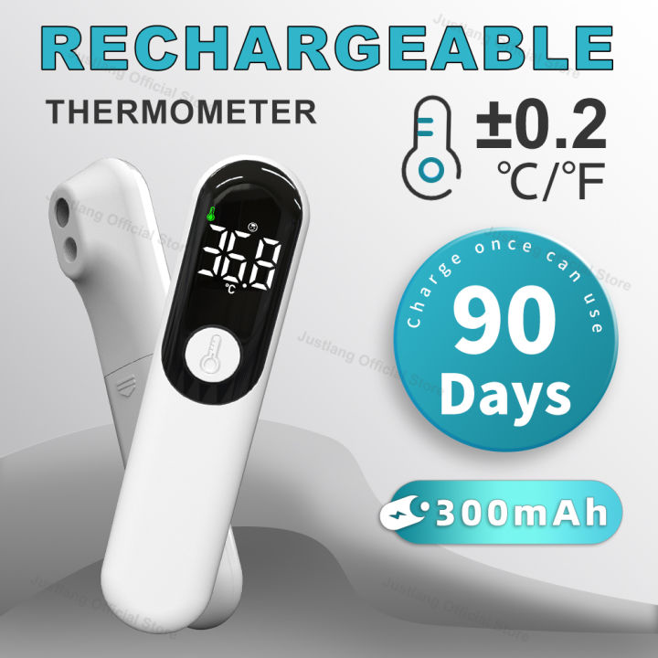JUSTLANG Rechargeable Thermometer LED Forehead Digital Infrared Medical ...