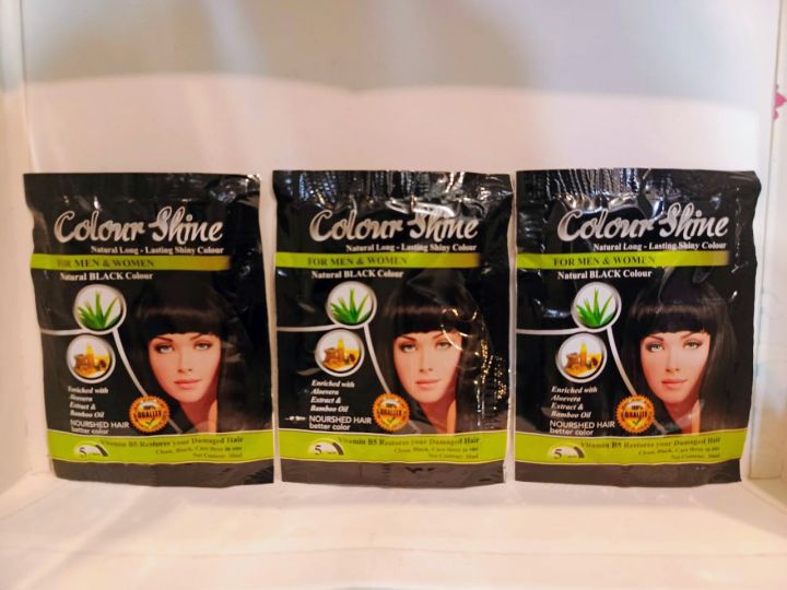 Natural Long Lasting Shiny Shampoo Colour (Natural Black -01) Pack of 3 ...
