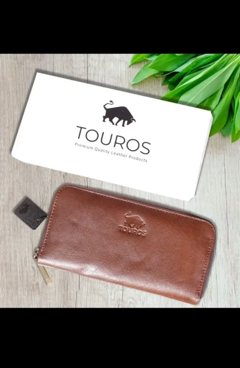 Genuine Leather Long Wallet for Women - Real Cow Leather Zipper Clutch ...