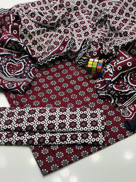 Ajrak Print Suits 3pc Ajrak Suits Traditional Sindhi Suit Ajrak Ladies ...