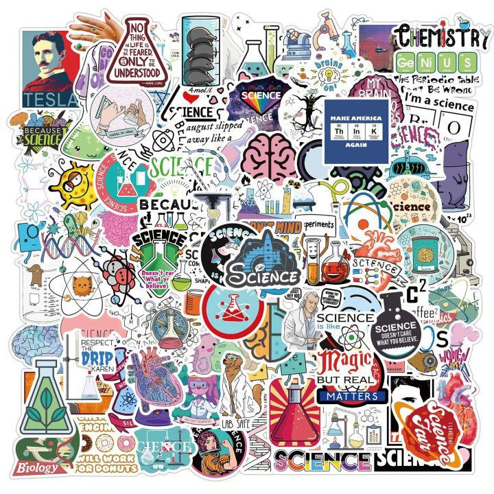 50/100pcs Science Stickers Chemistry Biology Physics Science Classroom ...
