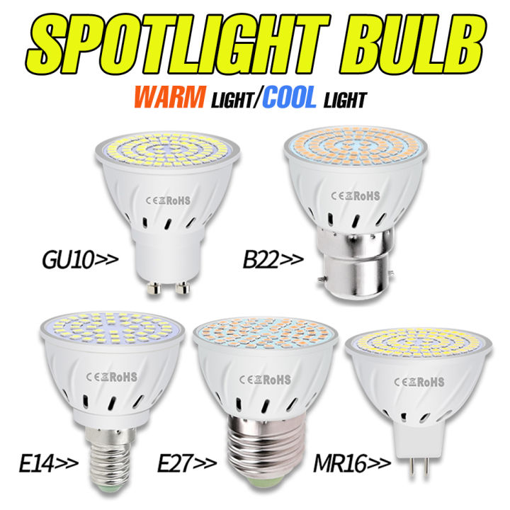 E27/E26 LED Bulb GU10 Spotlight MR16 Lamp E14 Light B22 Chandelier Bulbs GU5.3 AC 220V For Home ...