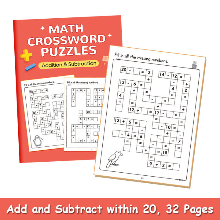 32Pages/Set Addition Subtraction Within 20 Math Workbook with Answers ...