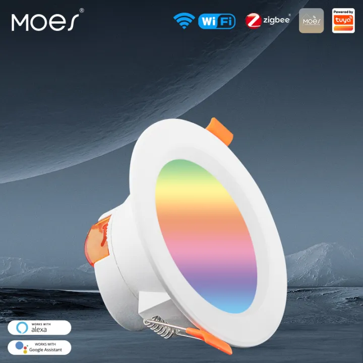 MOES WiFi Smart LED Downlight Zigbee Dimming Round Spot Light 7/10W RGB ...