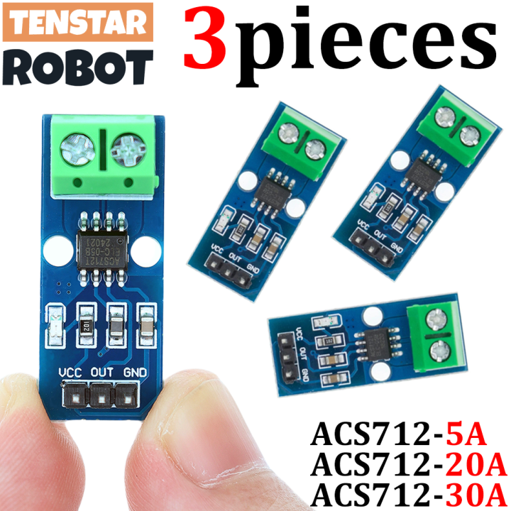 TENSTAR 3pcs ACS712 5A 20A 30A Range Hall Current Sensor Module ACS712 ...