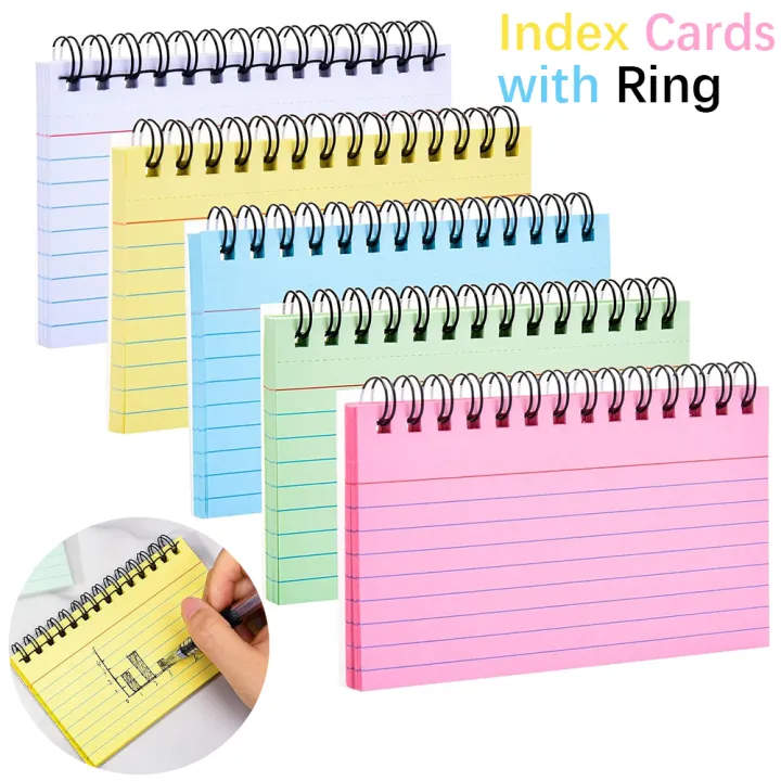 Index Cards with Ring 3x5 Inches 50-250 Sheets Notecards Spiral Flash ...