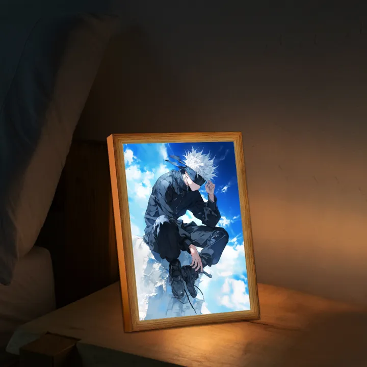 Action Figures Jujutsu Kaisen Anime Figure Light Painting Photo Frame ...