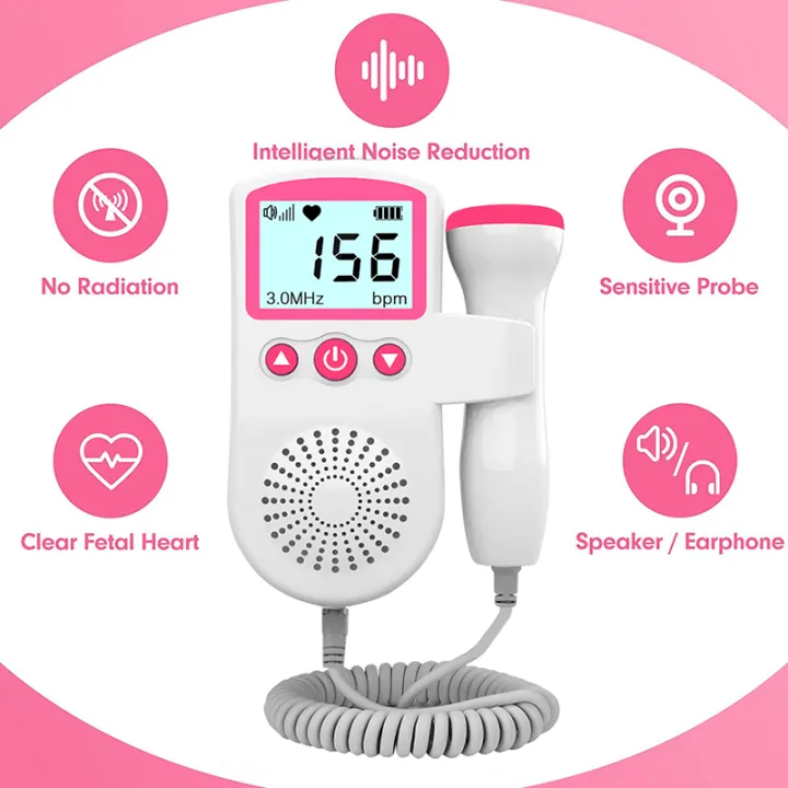 Fetal Doppler Hand-hold Pocket Portable Sound Baby Heart Pregnancy ...