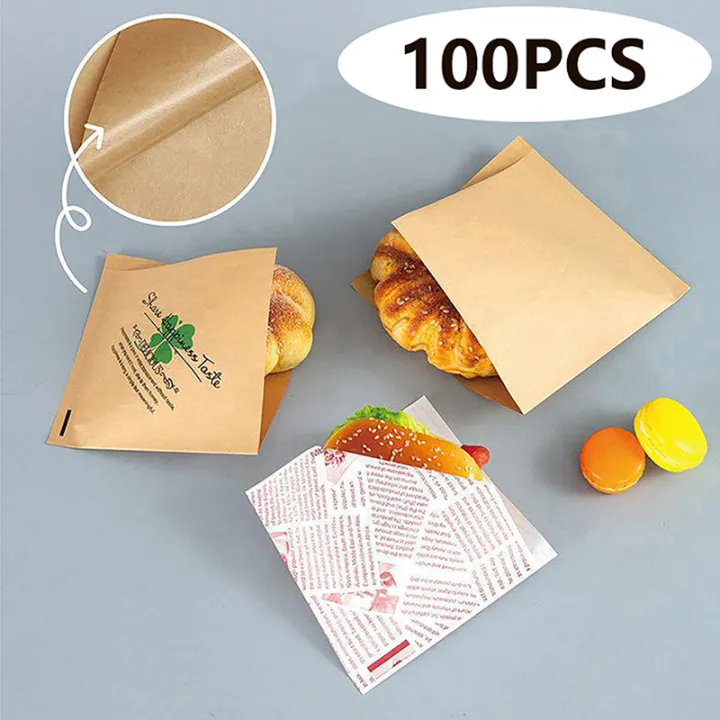 100Pcs Kraft Paper Sandwich Paper Wrap Disposable Food Packing Paper ...