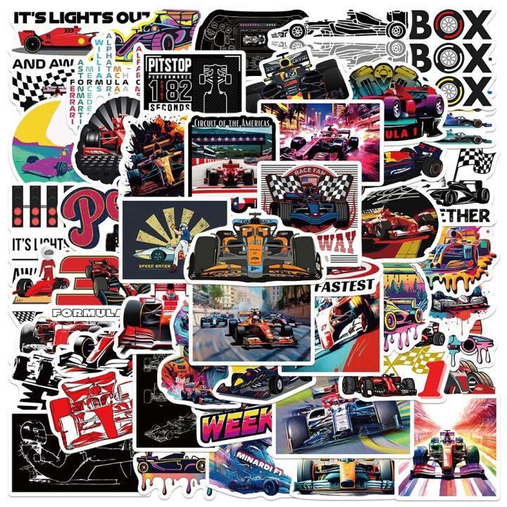 10/30/50pcs F1 Formula One Racing Stickers Funny Cartoon Graffiti Decal ...