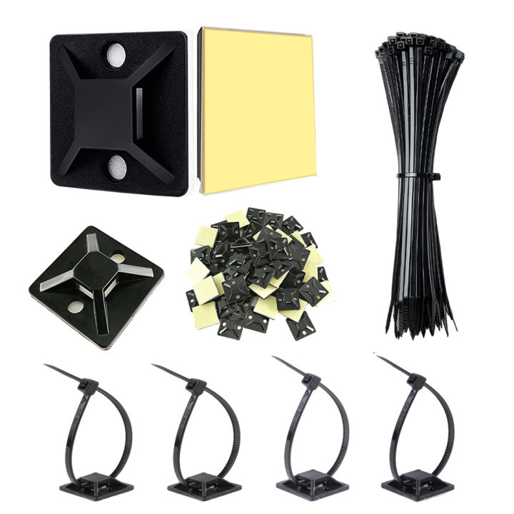200pcs Adhesive-Backed Mounts Cable Tie Mounts Wire Tie Base Holders ...