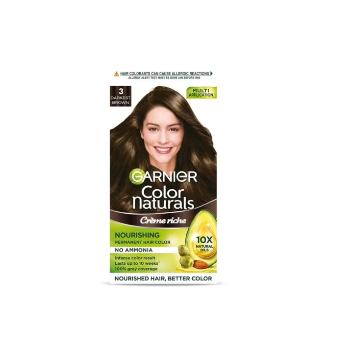 Garniers Color Naturals Nourishing Hair Color – 3 Darkest Brown -35ml ...