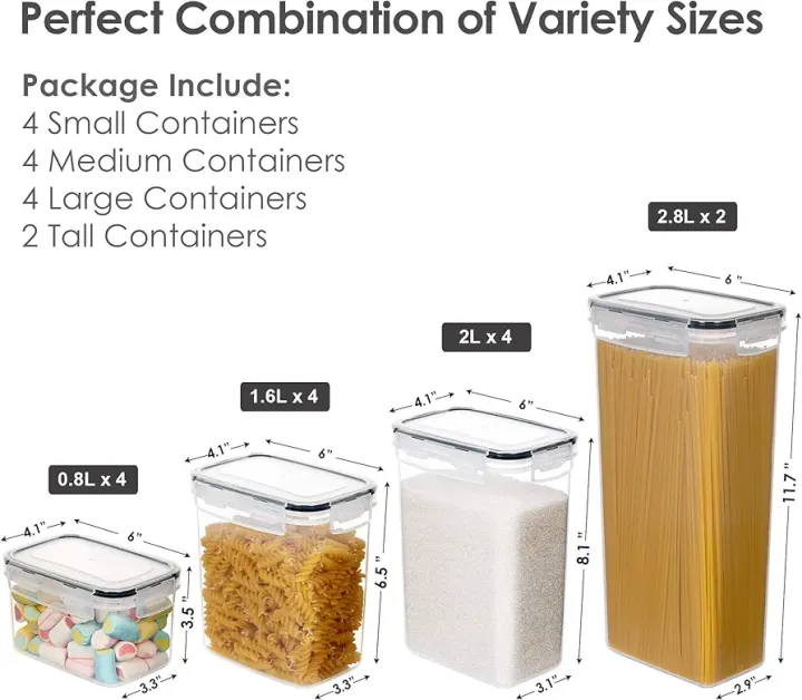 14pcs Food Storage Containers Set, Kitchen & Pantry Organizers and ...