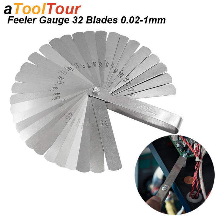 Thickness Feeler Guage 32 Blades Set Metric MM Imperial INCH Straight ...