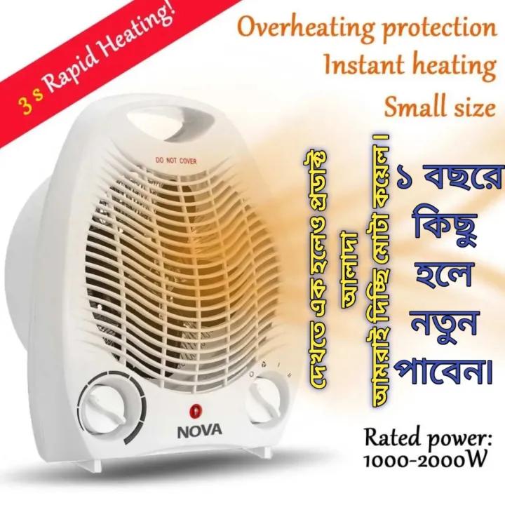 NOVA 2000W Room Heater for Indoor Use, 3 Heat Settings, Fan- Mode ...