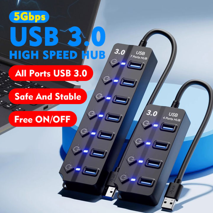 7 in 1 USB HUB USB 3.0 Switch USB Hub 2.0 Adapter High Speed Multi 4 ...