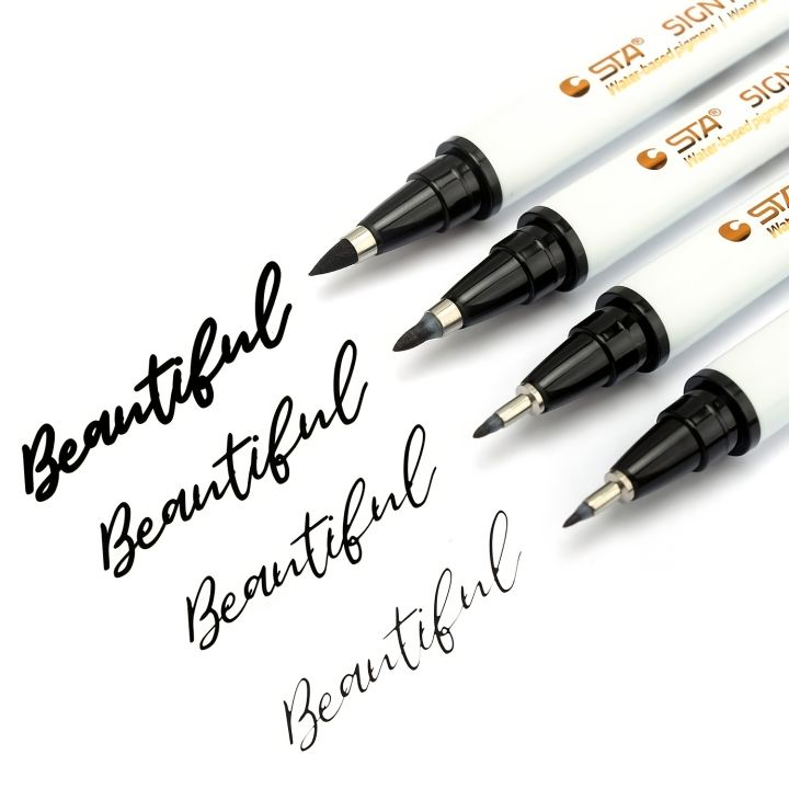 4pcs Lettering Calligraphy Brush Pens Set, Soft and Hard Tip, 4 Size ...
