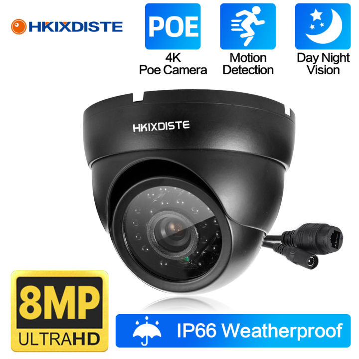 8MP POE Security Camera Infrared Night Vision Outdoor Metal Dome Cam ...