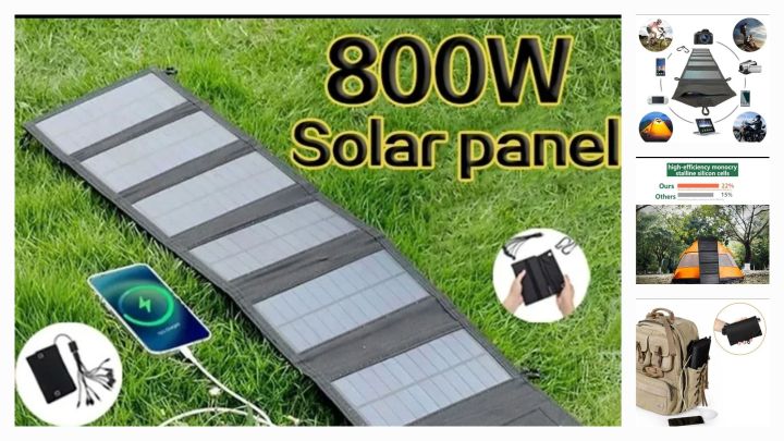 portable foldable solar panel 800w 5V 5 plates with 2 usb ports and 2 ...