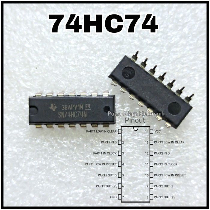 2Pcs ic TTL 7474 74HC74 dip 14p / SN74HC74N / HD74HC74P logic Gate IC | Daraz.lk