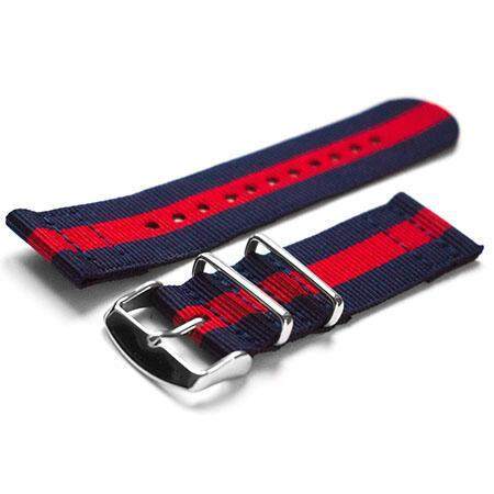 2 PCs 18mm NATO watchband blue red overwrist two piece NATO strap navy ...