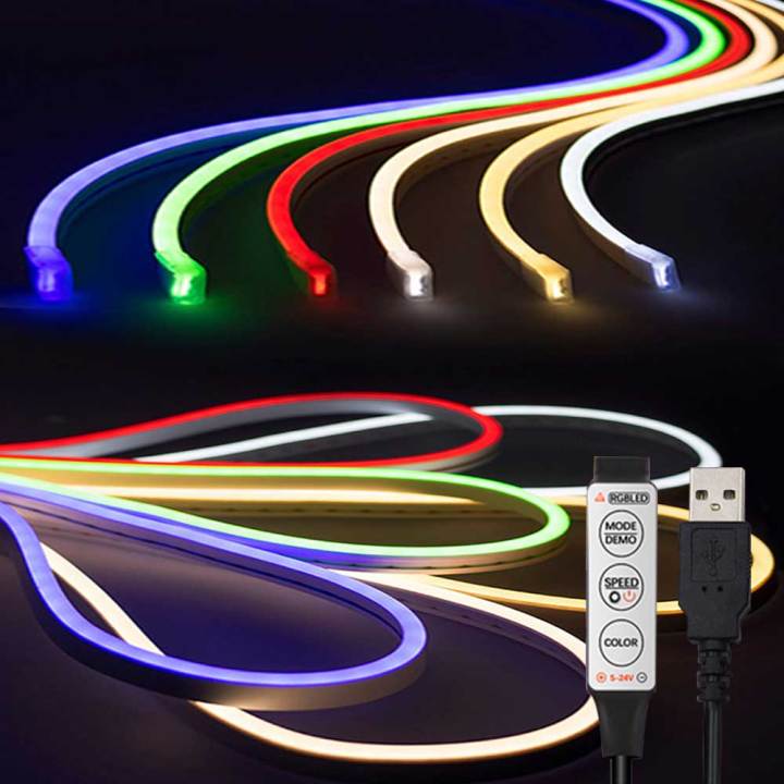 USB LED Light RGB Neon Strip 1M 2M 3M 4M 5M 5V Neon Tape For Home Decor ...