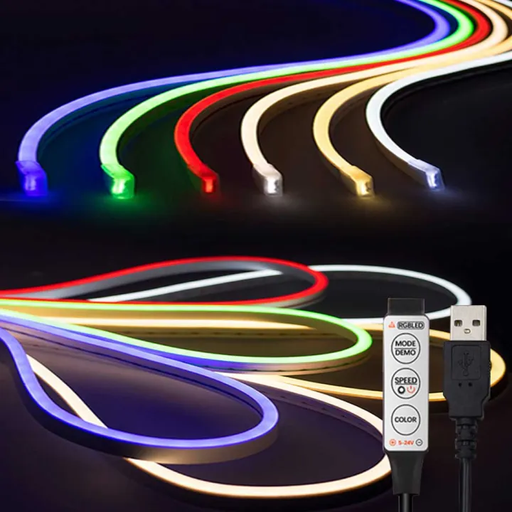 USB LED Light RGB Neon Strip 1M 2M 3M 4M 5M 5V Neon Tape For Home Decor ...