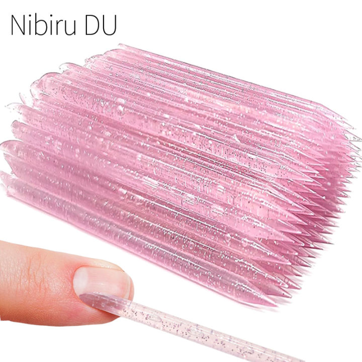 100/50Pcs Nail Art Cuticle Pusher Reusable Double End Crystal Stick ...