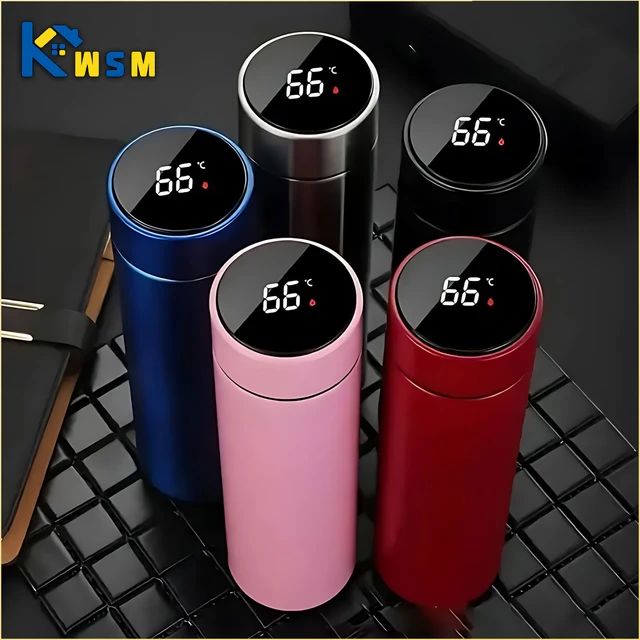 Smart Flask Thermos Water Bottle with Temperature Sensor, Insulated ...