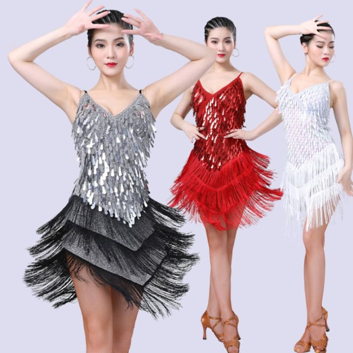 Latin Dance Dress Competition Costumes Skirt Sequin Tassel Various ...