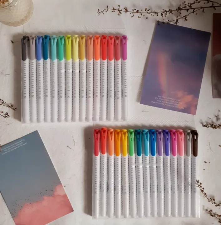 15 pcs dual tip chisel highlighters midliners aesthetic stationary ...