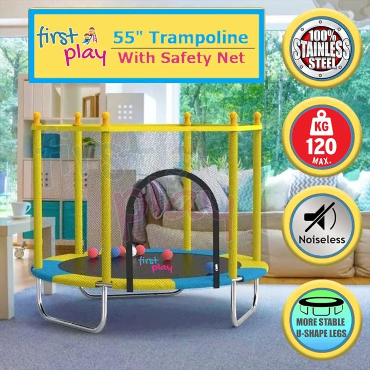 55 inch Trampoline with Safety Net & U-Shape Legs for Kids & Adults ...