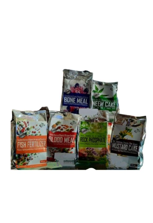 Pack Of 6 Organic Fertiliser Neem Cake, Mustard Cake, Fish Fertilizer ...