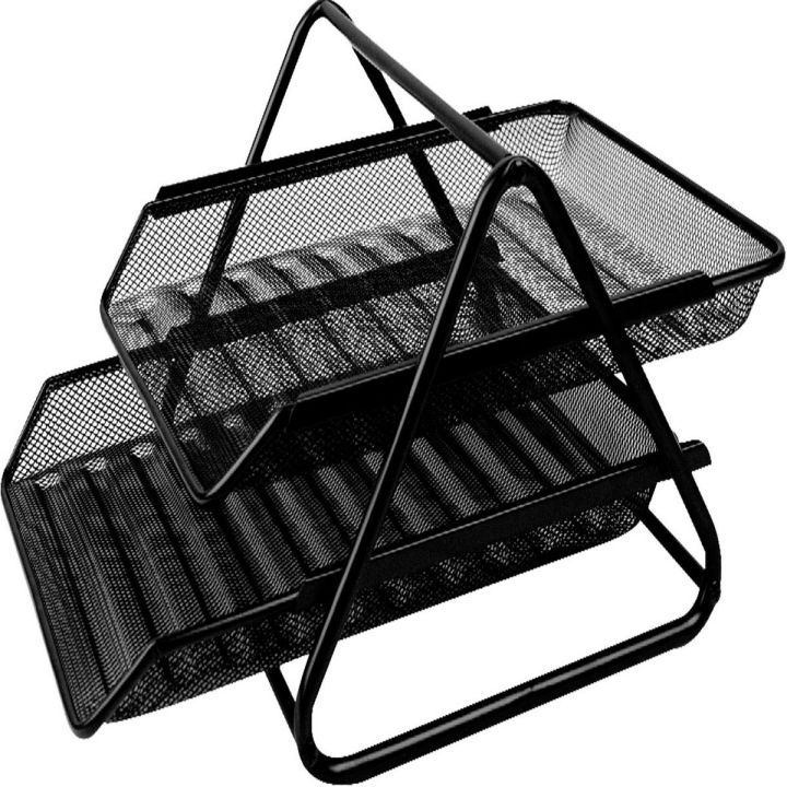 Office 2 Tier Heavy Duty Metal Desktop Letter Tray File Organizer ...