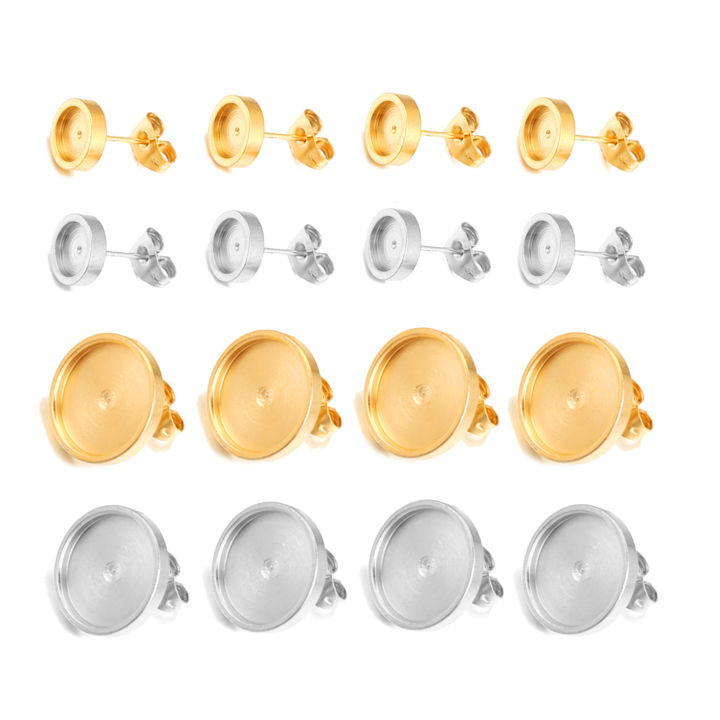 10/20pcs Blank Stud Earring Setting Stainless Steel Earring Back ...