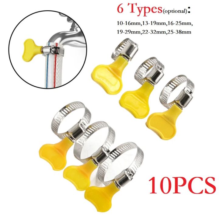 10PCS 10-38mm Adjustable Yellow Plastic Handle Hand Wriggle Hose Clamp ...