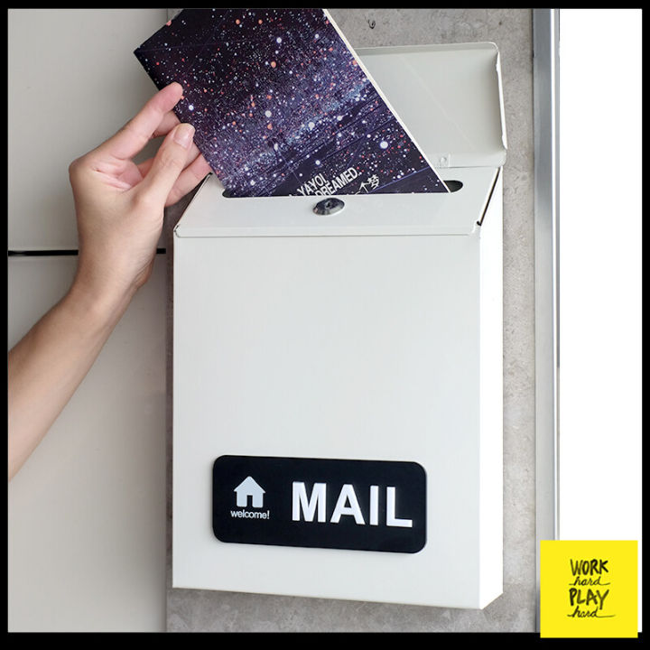 Large modern style mailbox letterbox with lock key Mail no home number ...