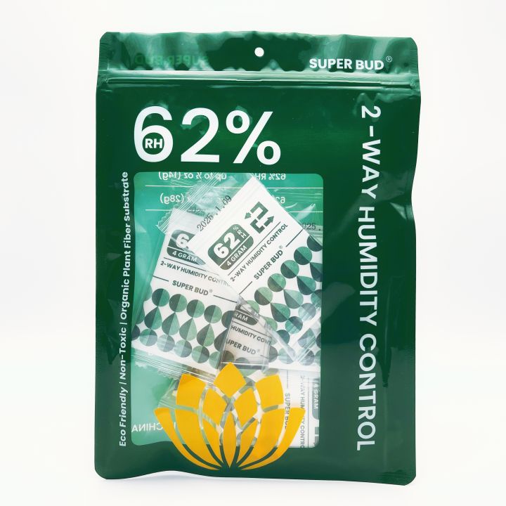 2-Way Humidity Control Packs Size 4g/ 8g, 62% RH for Up to 1 oz Flower Buds, Herbs Moisture ...