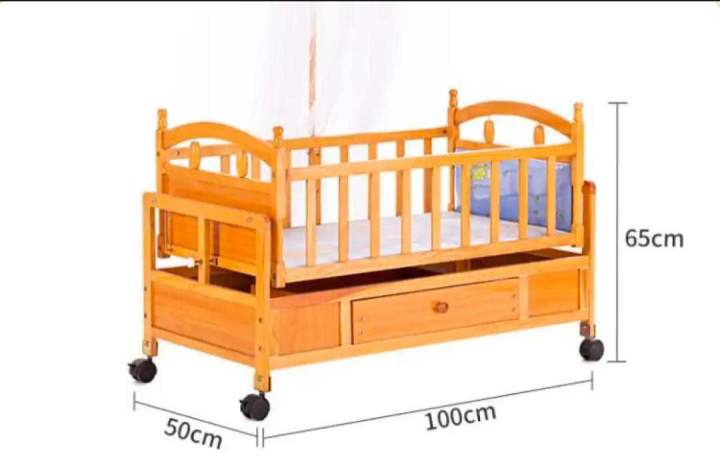 Solid Pine Wood Baby Crib Stitching Big Bed, Multifunctional Kid Cot Can Extend To 168cm Suit ...