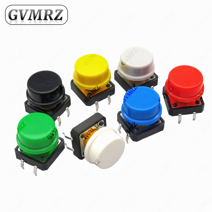 24PCS Tactile Push Button Switch Momentary 12PCS Tact Cap(6 colors) for ...