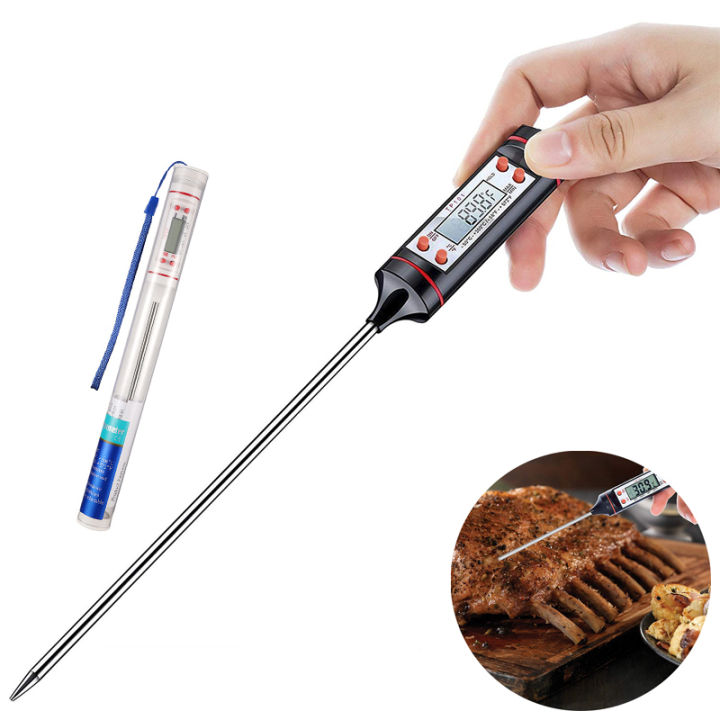 LMETJMA Digital Instant Read Meat Thermometer Kitchen BBQ Grill Thermometer Probe Water Milk ...